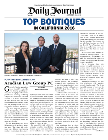 Employment Law Attorney | Azadian Law Group